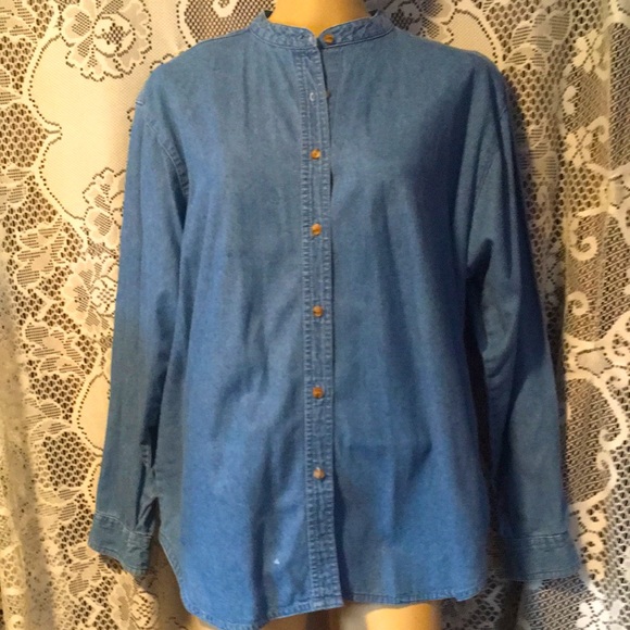 Laura Gayle | Tops | Laura Gayle Denim Button Up Blouse L | Poshmark